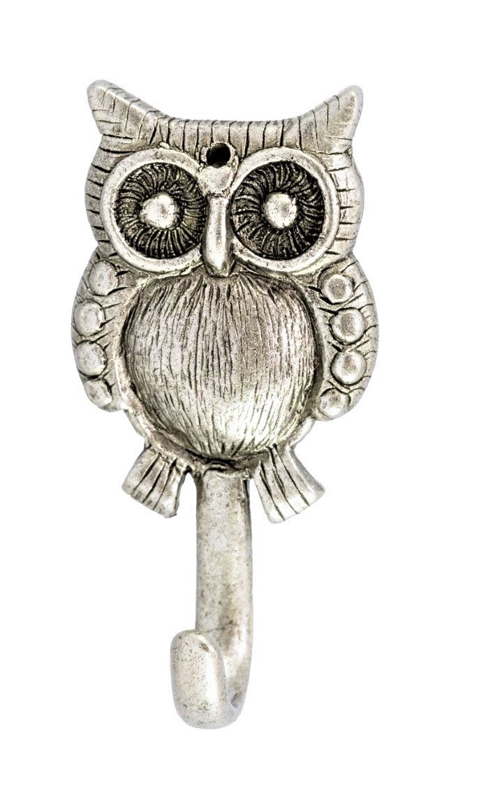 Small Owl Wall Hook, Set of 3, Silver HK-618AS