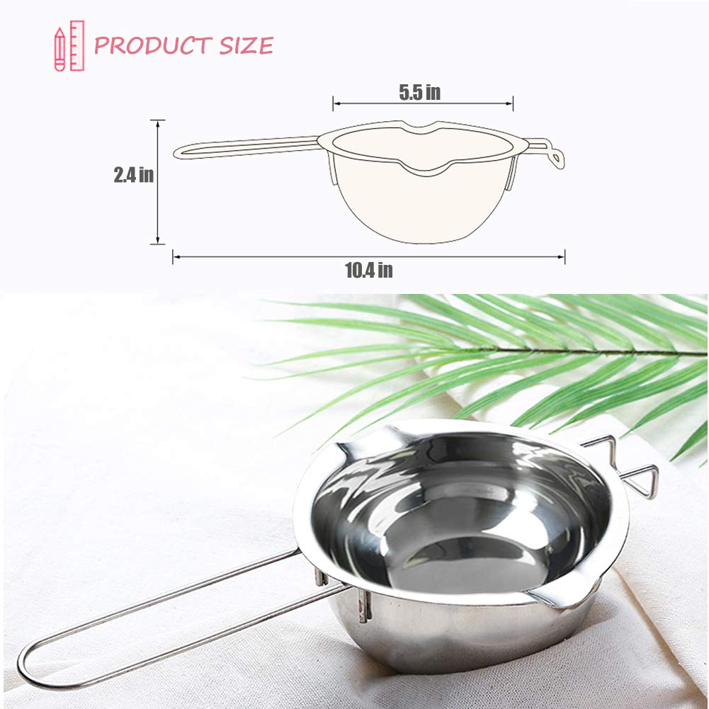 Double Boiler Stainless Steel Pot for Melting Chocolate, Candy and Candle Making (18/8 Steel, 2 Cup Capacity, 480ML)