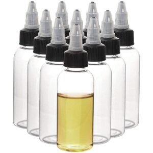 huizhu 10pcs 2oz/60ml plastic dispensing bottles with twist top cap boston round ldpe bottles,twist top squeeze bottles for crafts,kitchen,household(60ml)