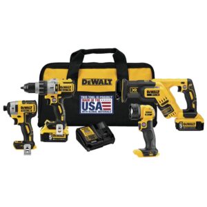 dewalt 20v max* xr cordless drill combo kit, 4-tool (dck494p2)