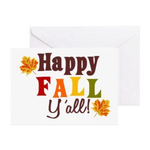 cafepress happy fall yall! greeting cards greeting card (20-pack), note card with blank inside, birthday card glossy