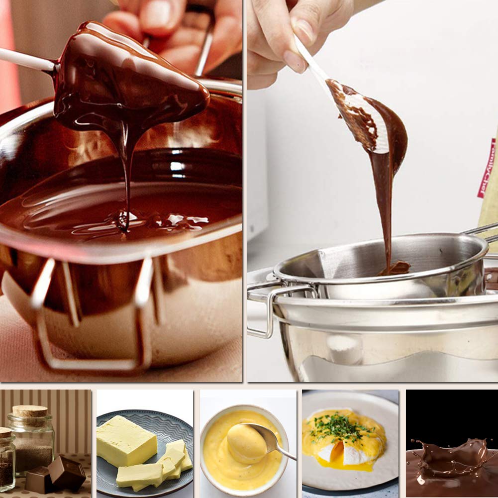 Double Boiler Stainless Steel Pot for Melting Chocolate, Candy and Candle Making (18/8 Steel, 2 Cup Capacity, 480ML)