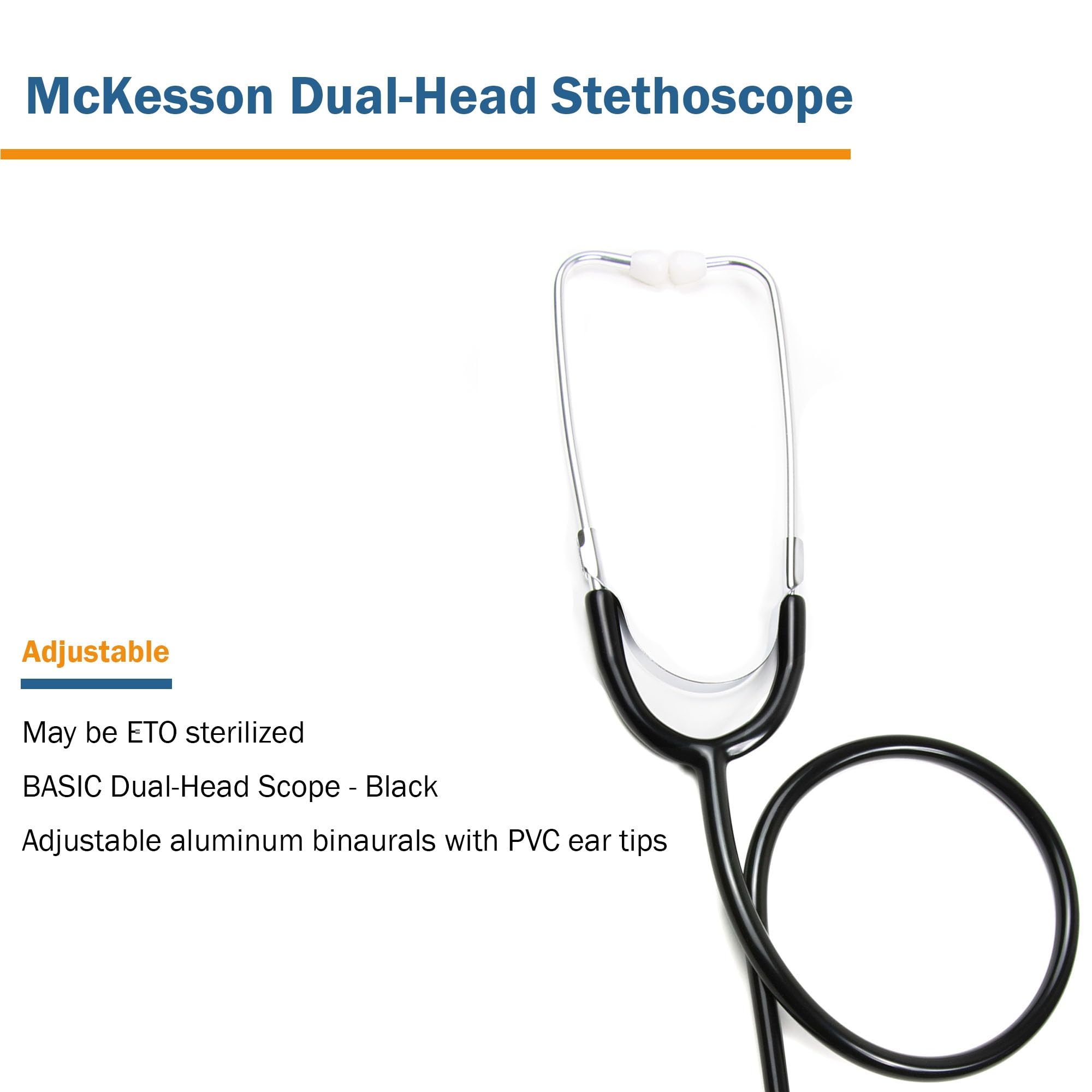 McKesson 01-670HBKGM Entrust Performance Dual-Head Stethoscope, Black (Pack of 10)