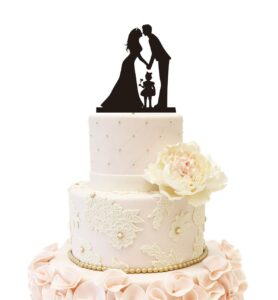 wedding anniverary family cake topper cake decoration couple bride groom with a girl (one girl (black))