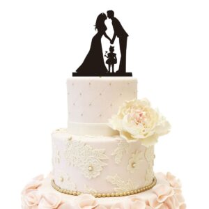 Wedding Anniverary Family Cake Topper Cake Decoration Couple Bride Groom with a Girl (One Girl (Black))