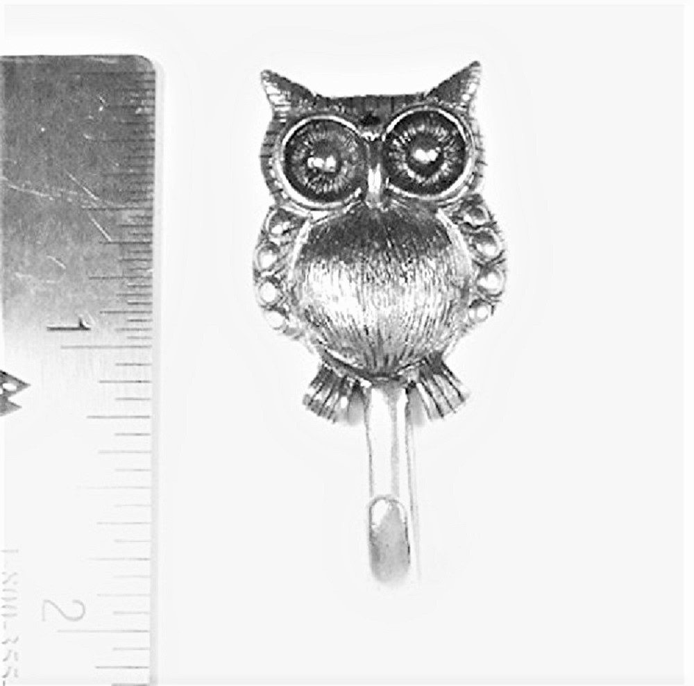 Small Owl Wall Hook, Set of 3, Silver HK-618AS