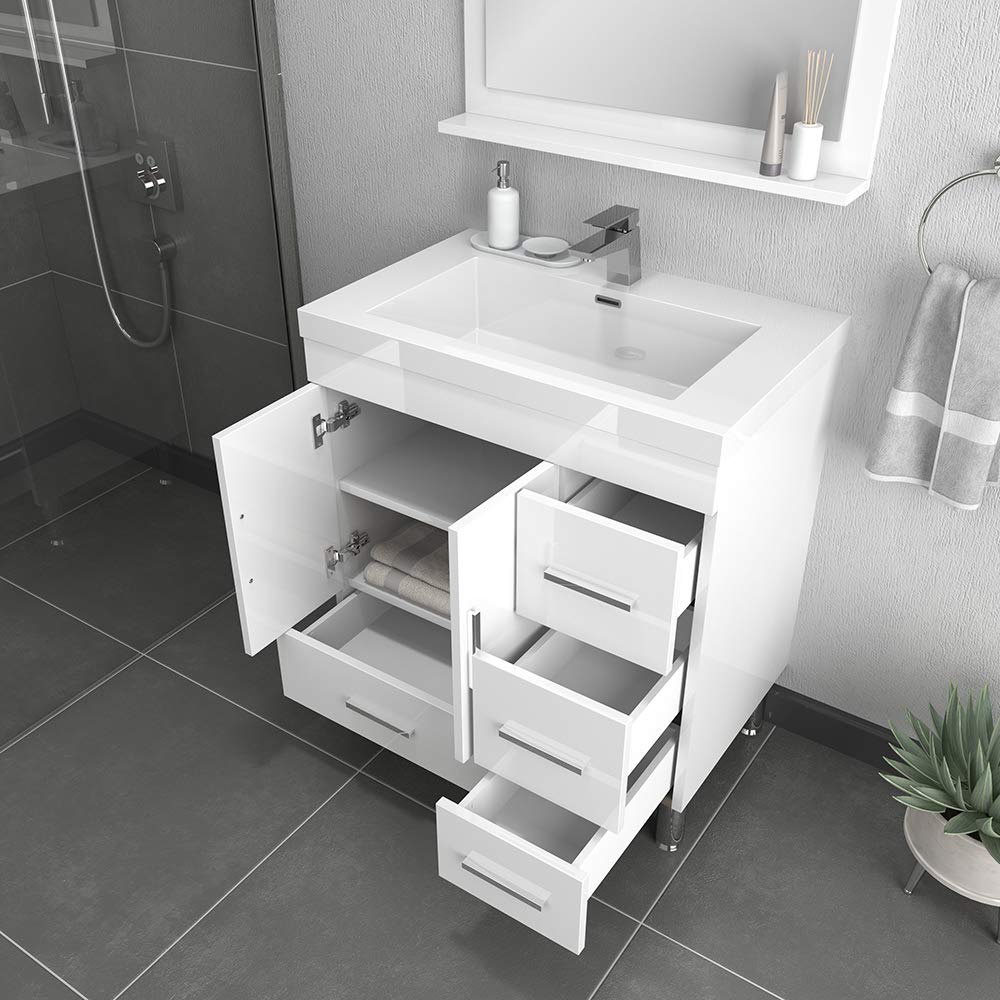 Alya Bath Ripley Bathroom Vanity, 30", White