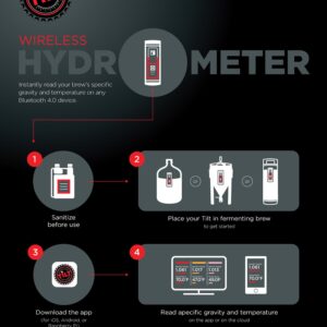 Tilt Wireless Black Hydrometer and Thermometer: Patented Brewing Technology for Precision Monitoring & Control for Fermentation of Beer, Wine, Cider, Mead & More