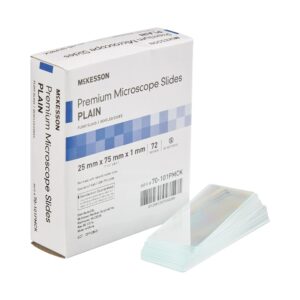 mckesson premium microscope slides, plain, float glass, beveled edges, 25 mm x 75 mm x 1 mm, 72 count