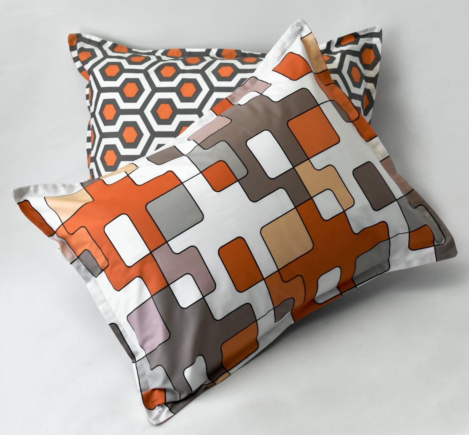 Minimal Style Geometric Shapes Duvet Quilt Cover Scandinavian Midcentury Modern Geo Print 100-percent Cotton Bedding Set Soft Casual Retro Mosaic Orange Blush Taupe King Full Queen or Twin (Twin)