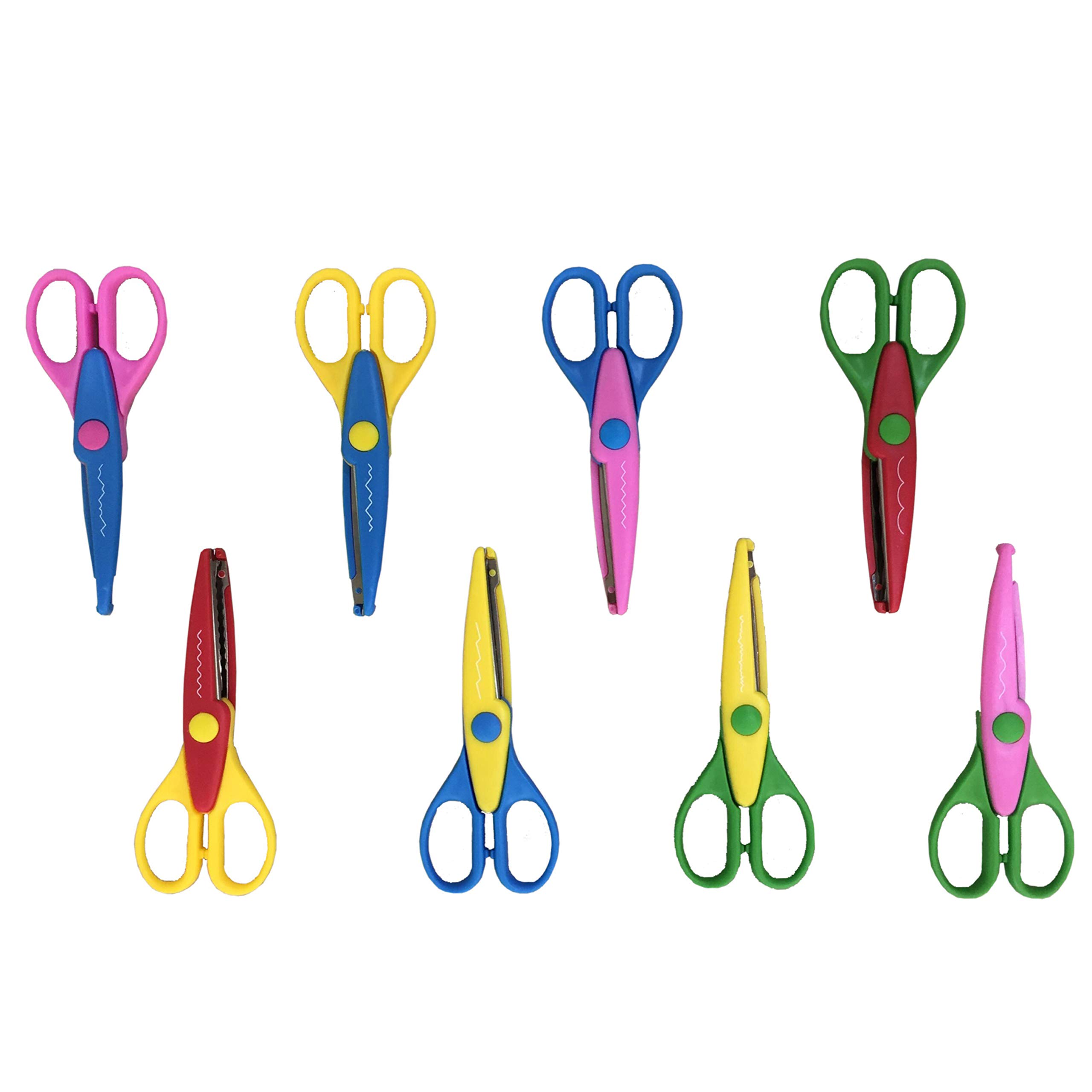 EXERZ Craft Scissors 8pcs, Edge Scissors with a Carrying Bag, 8 Patterns Zig Zag