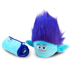 trolls armrest buddy stuffed plush travelling toy with blanket 13” - kids ultimate travel pillow companion set (branch)