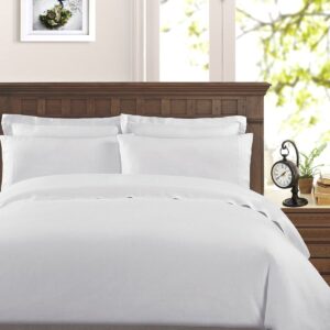 peru pima, duvet cover set with 3 pieces, 415 thread count, percale, 100% peruvian pima cotton, full/queen size, white solid color