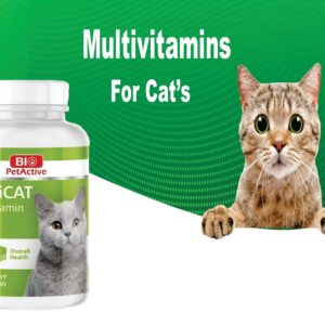 VitaliCAT Multivitamin for Cats, Skin and Coat Supplement, Cat Prenatal Health Supplies, Vitamin A + E + B9 + B5 + H + Biotin + Amino Acids for Cats, 150 Chewable Tablets