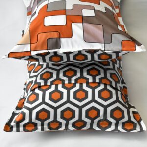 Minimal Style Geometric Shapes Duvet Quilt Cover Scandinavian Midcentury Modern Geo Print 100-percent Cotton Bedding Set Soft Casual Retro Mosaic Orange Blush Taupe King Full Queen or Twin (Twin)