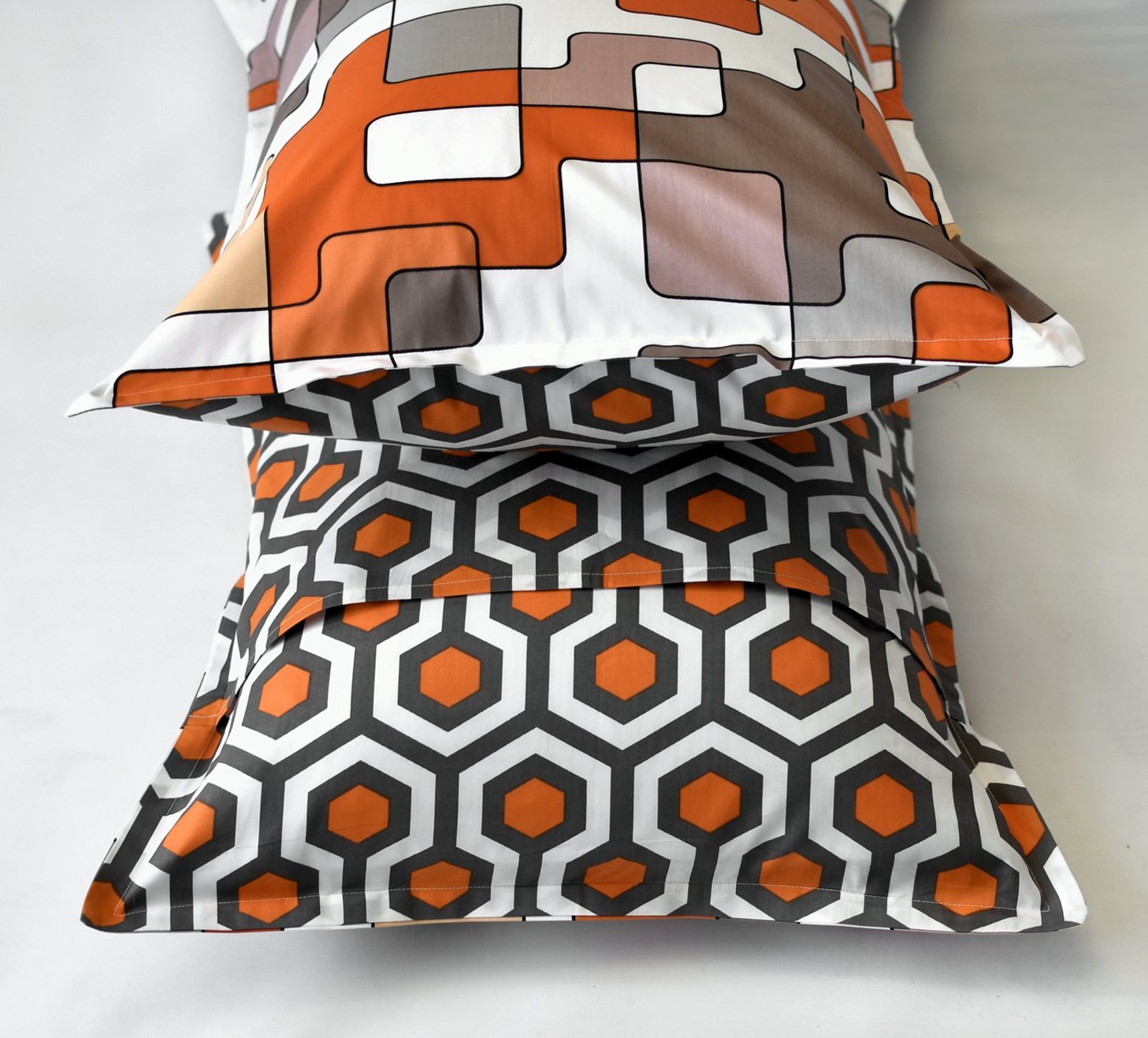 Minimal Style Geometric Shapes Duvet Quilt Cover Scandinavian Midcentury Modern Geo Print 100-percent Cotton Bedding Set Soft Casual Retro Mosaic Orange Blush Taupe King Full Queen or Twin (Twin)