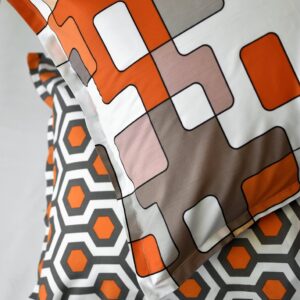 Minimal Style Geometric Shapes Duvet Quilt Cover Scandinavian Midcentury Modern Geo Print 100-percent Cotton Bedding Set Soft Casual Retro Mosaic Orange Blush Taupe King Full Queen or Twin (Twin)