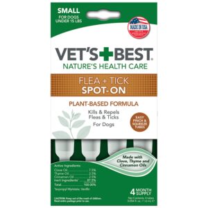 vet's best topical flea & tick treatment for dogs up to 15lbs, 4 month supply