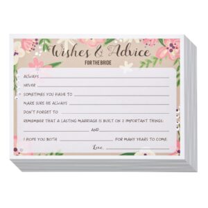 best paper greetings 50 pack floral wedding advice cards for bride, bridal shower games (5x7 in)