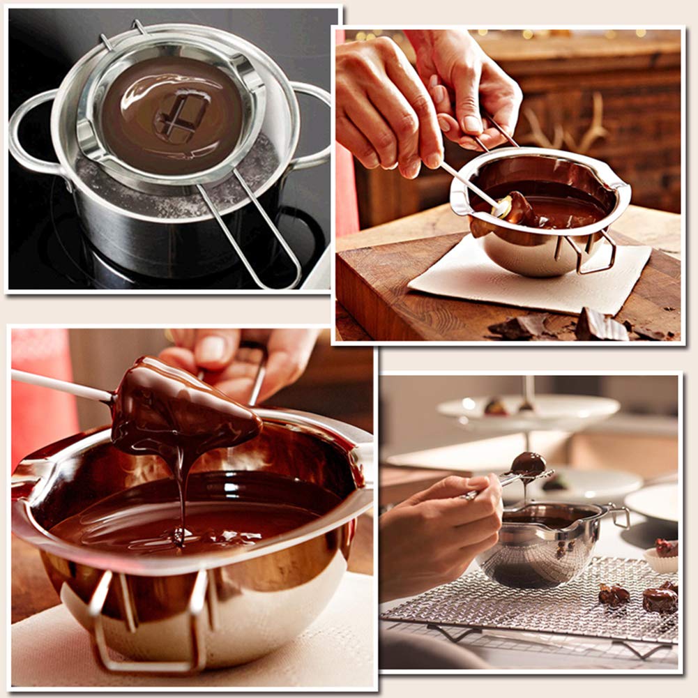 Double Boiler Stainless Steel Pot for Melting Chocolate, Candy and Candle Making (18/8 Steel, 2 Cup Capacity, 480ML)