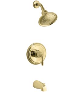 kohler ts395-4-pb devonshire rite-temp bath and shower valve trim with lever handle, polished brass