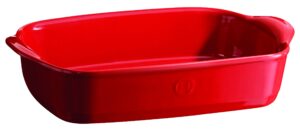 emile henry france ovenware ultime rectangular baking dish, 11.4 x 7.5, burgundy,349650