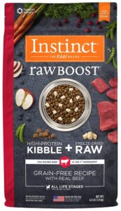 instinct raw boost grain free recipe with real beef natural dry dog food, 4 lb. bag