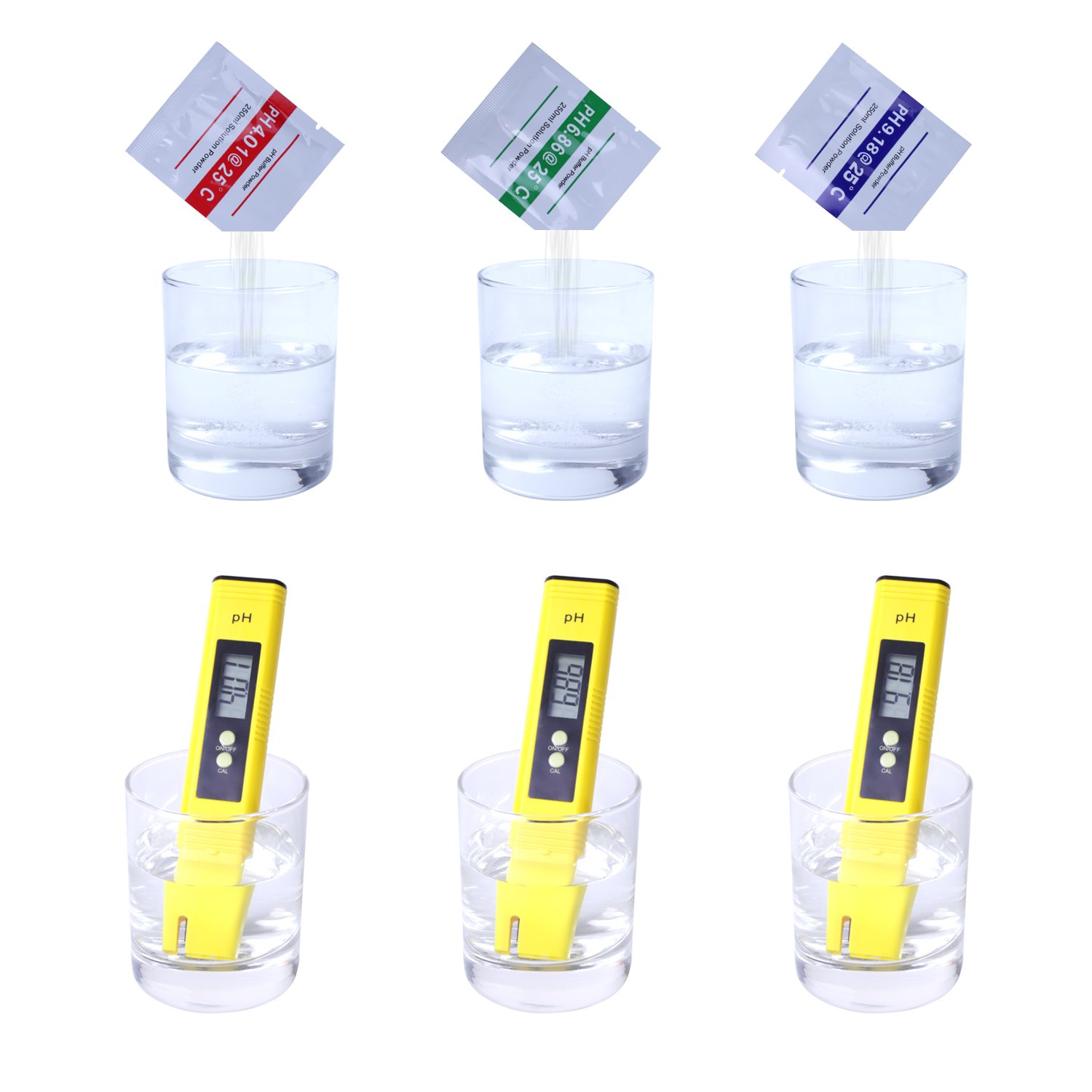 15-Pack pH Meter Buffer Solution Powder for Precise and Easy PH Calibration, PH Calibration Powder Solution 6.86,4.01,9.18