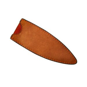 Deejo - Deejo Leather Sheath, 0.9 oz, Natural - Genuine Calf Leather - Light Brown Tanned Color with Orange Stitching - Protecting and Safely Carrying your Pocket Knife