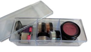 organizer and storage with lid for makeup, toiletries, jewelry, tea bags, crafts and scrapbook supplies