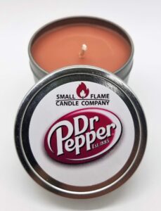 hand-crafted natural soy candle from small flame candle company (dr pepper)