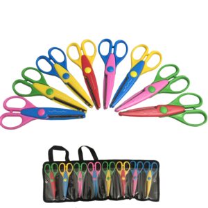 EXERZ Craft Scissors 8pcs, Edge Scissors with a Carrying Bag, 8 Patterns Zig Zag