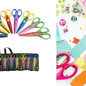 EXERZ Craft Scissors 8pcs, Edge Scissors with a Carrying Bag, 8 Patterns Zig Zag