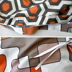 Minimal Style Geometric Shapes Duvet Quilt Cover Scandinavian Midcentury Modern Geo Print 100-percent Cotton Bedding Set Soft Casual Retro Mosaic Orange Blush Taupe King Full Queen or Twin (Twin)