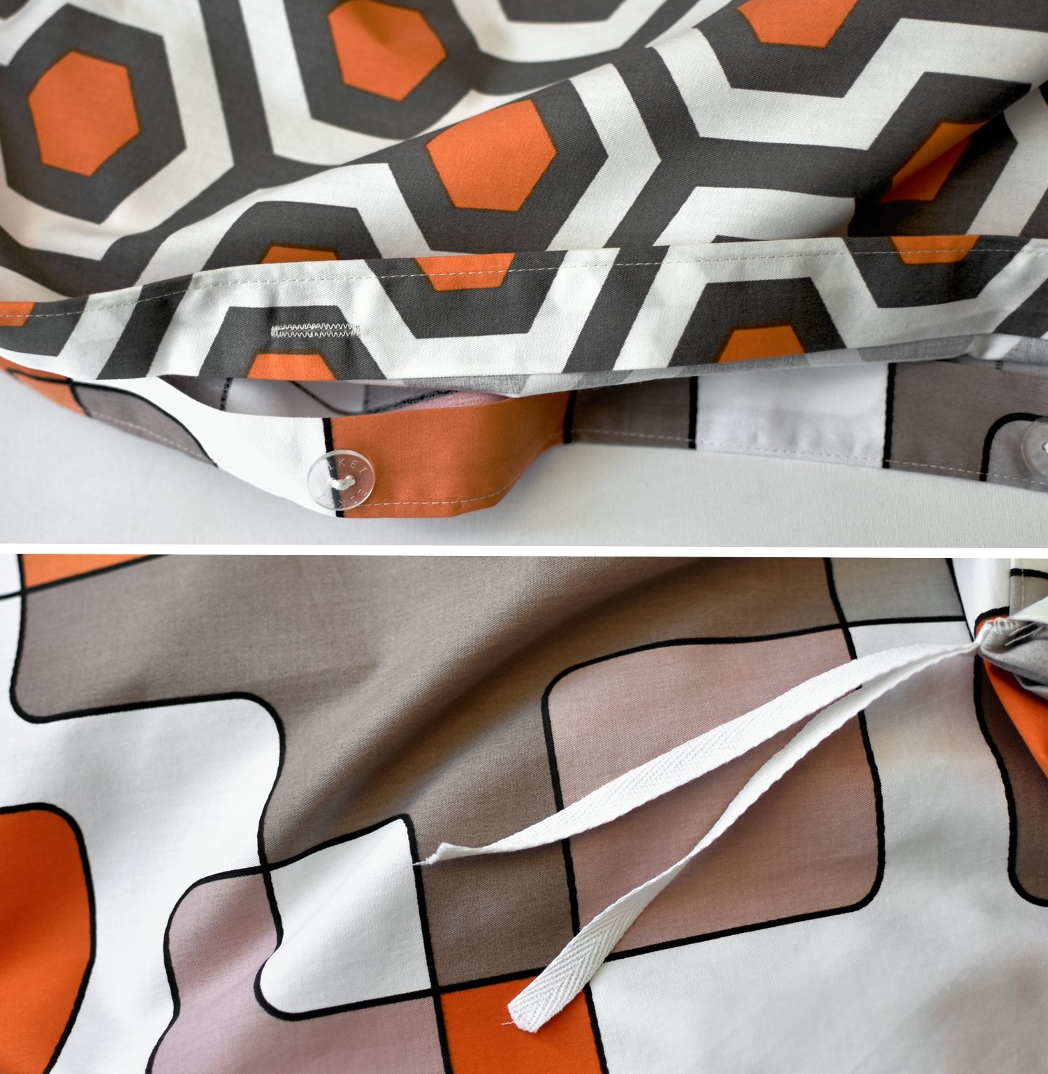 Minimal Style Geometric Shapes Duvet Quilt Cover Scandinavian Midcentury Modern Geo Print 100-percent Cotton Bedding Set Soft Casual Retro Mosaic Orange Blush Taupe King Full Queen or Twin (Twin)