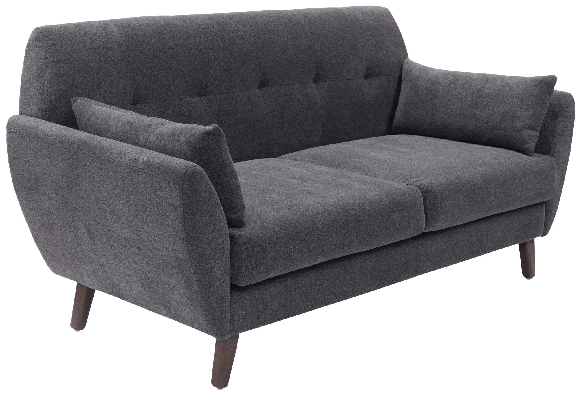 Serta Artesia Collection Midcentury Modern Sofa with Tapered Legs, Easy to Clean, Microfiber Couch Fabric, Durable Hardwood Construction, 61" Loveseat, Dark Gray