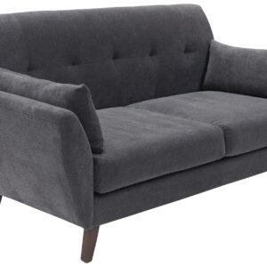 Serta Artesia Collection Midcentury Modern Sofa with Tapered Legs, Easy to Clean, Microfiber Couch Fabric, Durable Hardwood Construction, 61" Loveseat, Dark Gray