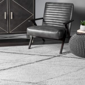 nuLOOM 3x5 Thigpen Contemporary Area Rug, Grey, Abstract Lines, Non-Slip Backing, Stain Resistant, For Bedroom, Dining Room, Living Room, Hallway, Office, Kitchen, Entryway