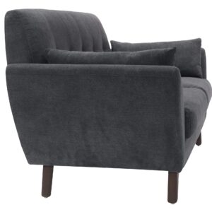 Serta Artesia Collection Midcentury Modern Sofa with Tapered Legs, Easy to Clean, Microfiber Couch Fabric, Durable Hardwood Construction, 61" Loveseat, Dark Gray