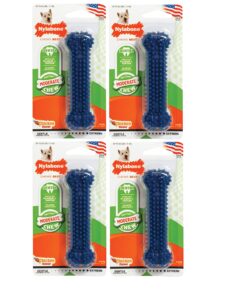 nylabone 4 pack of moderate chew dental chew toys, regular, chicken flavor, made in the usa for dogs up to 25 pounds