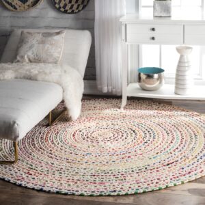 nuloom tammara bohemian hand braided area rug, oval 5x8, ivory