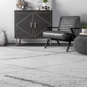 nuLOOM 3x5 Thigpen Contemporary Area Rug, Grey, Abstract Lines, Non-Slip Backing, Stain Resistant, For Bedroom, Dining Room, Living Room, Hallway, Office, Kitchen, Entryway