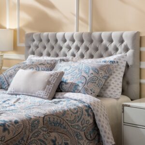 christopher knight home jezebel fabric headboard, queen / full, light grey