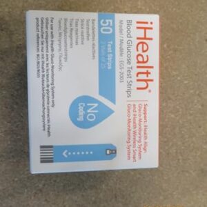 iHealth Blood Glucose Test Strips (50 Count), No Coding Blood Sugar Test, Eligible for FSA Reimbursement, Precision Sugar Measurement for Diabetics, Strips Work Only in iHealth Glucose Meters