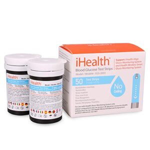 ihealth blood glucose test strips (50 count), no coding blood sugar test, eligible for fsa reimbursement, precision sugar measurement for diabetics, strips work only in ihealth glucose meters