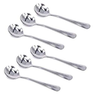 horntide 6-piece soup spoon set bouillon spoon flatware stainless steel mirror polishing 6.5-inch 16.6cm