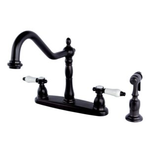 kingston brass kb1755bplbs bel air 8 inch centerset kitchen faucet with brass sprayer, 8-5/8 inch in spout reach, oil rubbed bronze