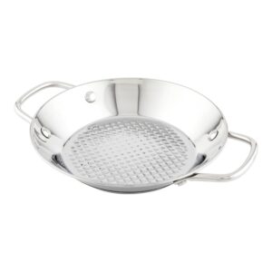 Restaurantware 8 Inch Spanish Paella Pan 1 Induction Ready Paella Pan - Heavy-Duty Riveted Handles Silver Stainless Steel Spanish Pan Dishwasher-Safe Paella Cookware For Homes or Restaurants