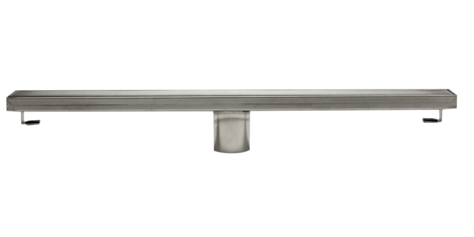 ALFI brand ABLD24D 24" Modern Stainless Steel Linear Shower Drain with Groove Lines, Silver