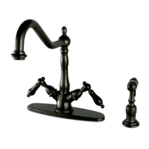 kingston brass ks1235pklbs duchess kitchen faucet, 8-1/2" in spout reach, oil rubbed bronze